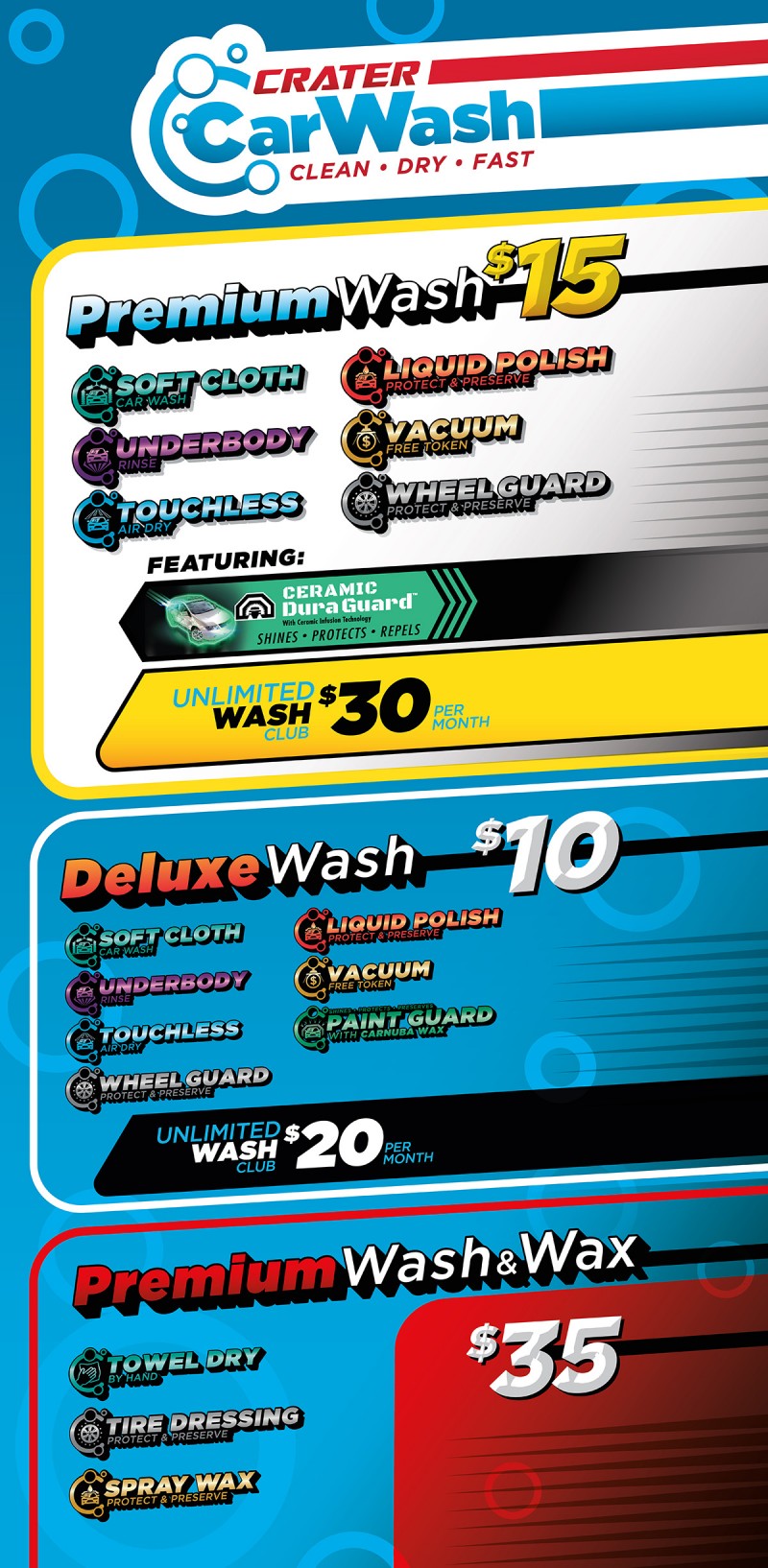 WASH MENU – Crater Car Wash